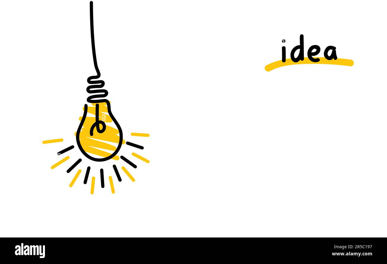 Good idea. Banner light bulb idea or insight concept. Doodle style ...