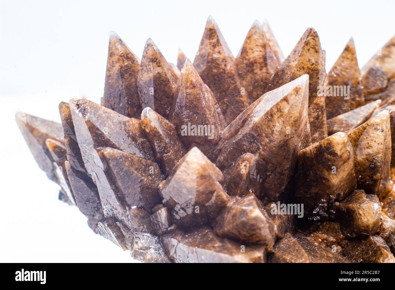 A high-resolution close-up image of a brown crystal with intricate ...