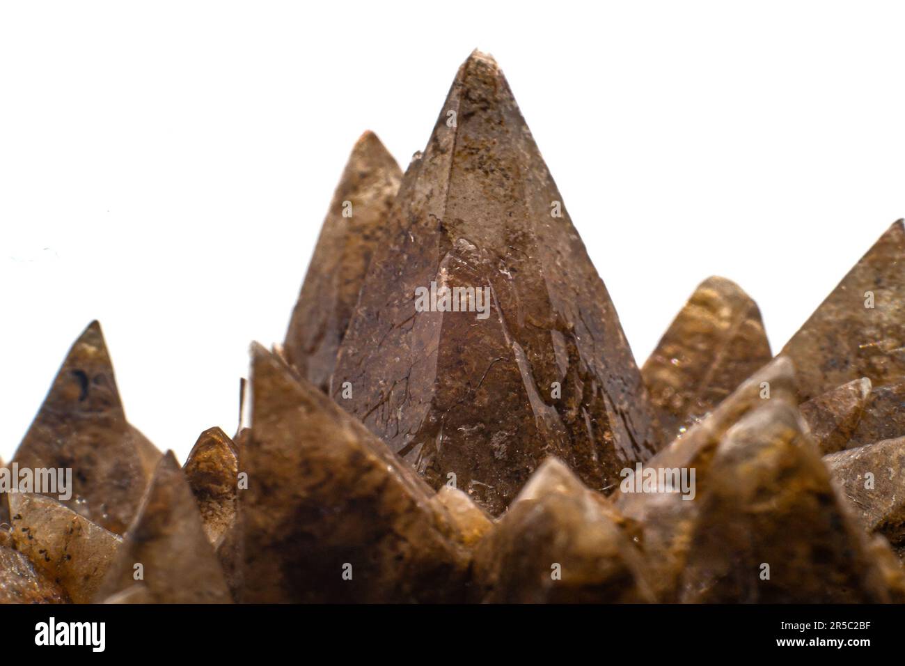 A high-resolution close-up image of a brown crystal with intricate ...