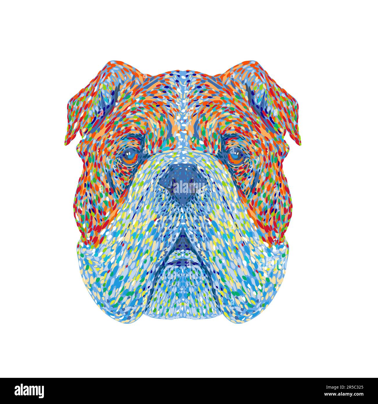 Pointillist, Impressionist or pop art style illustration of head of an ...