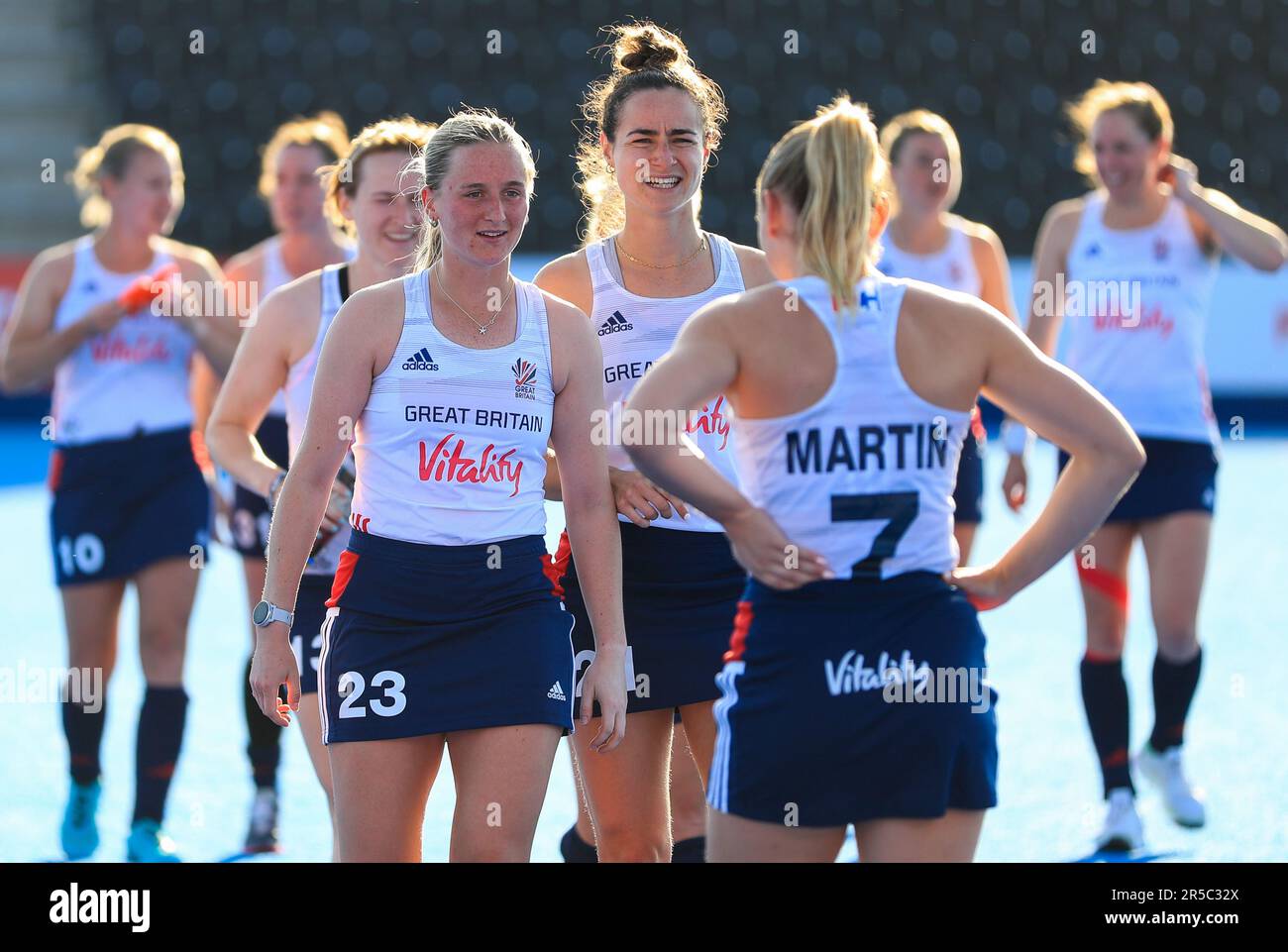 Great Britain's Sophie Hamilton speaks with Hannah Martin following the ...