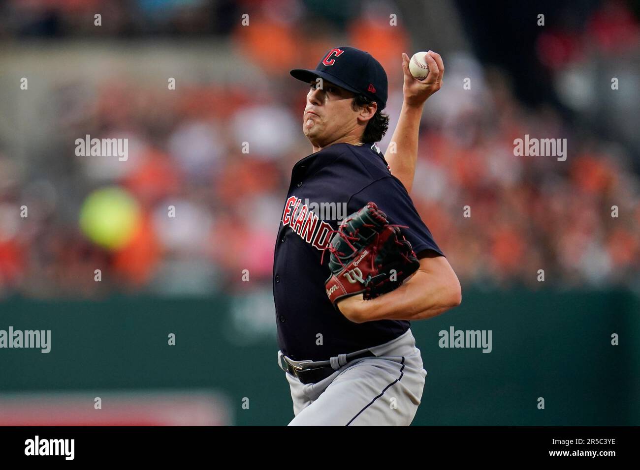 Cleveland Guardians starting pitcher Cal Quantrill throws a pitch ...