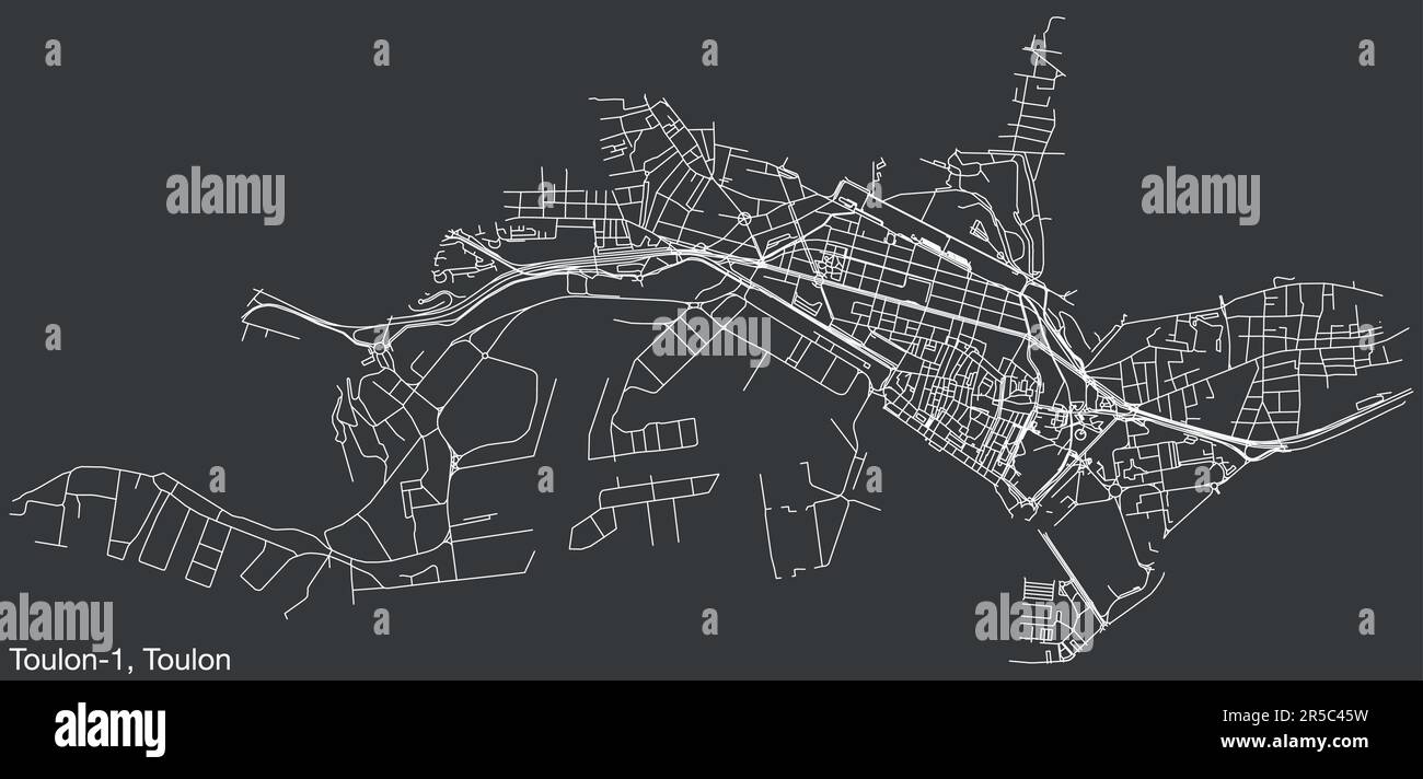 Street roads map of the TOULON-1 CANTON, TOULON Stock Vector Image ...