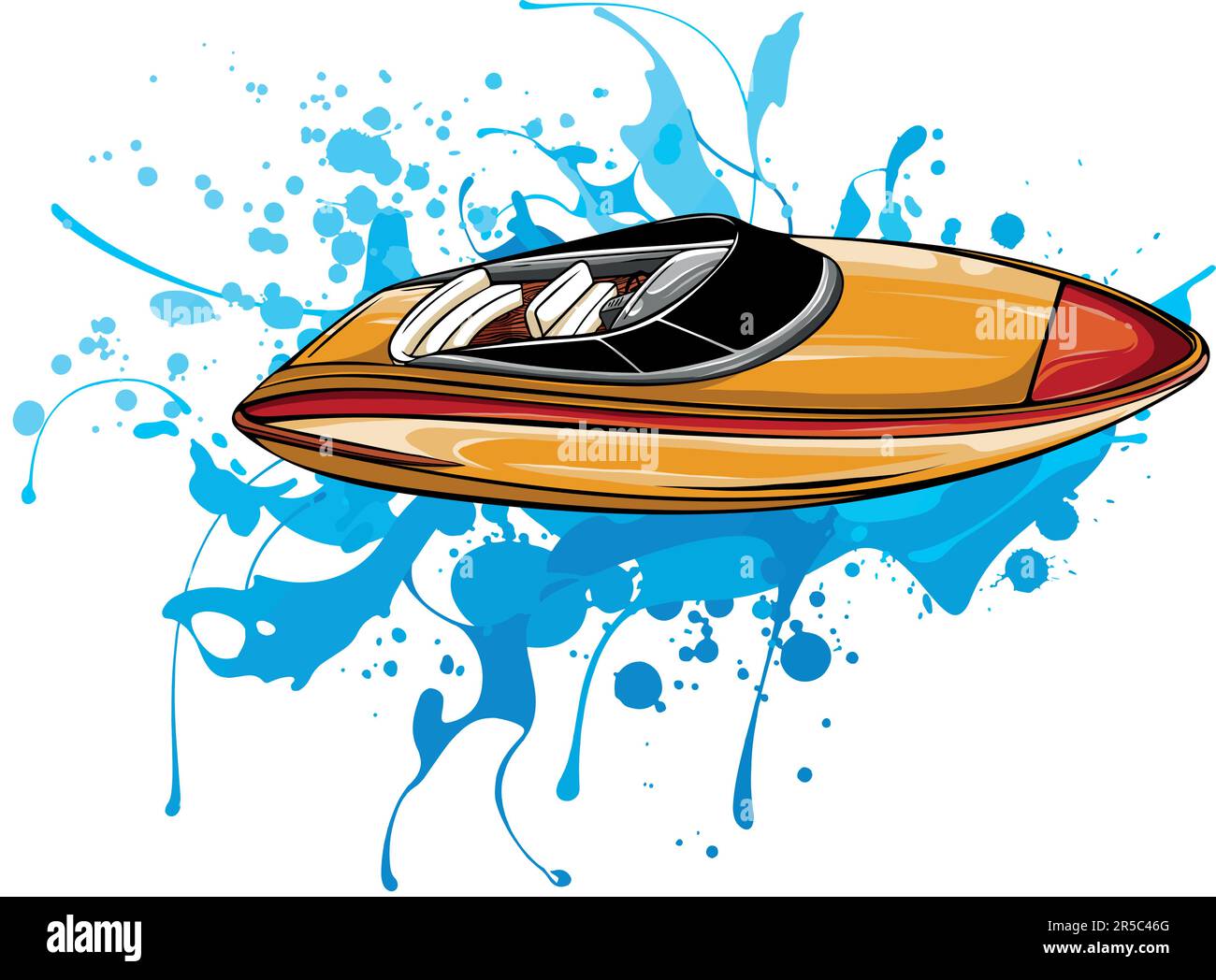 vector illustration of colored speedboat on water Stock Vector Image ...