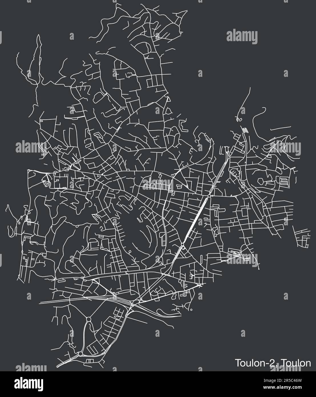 Street roads map of the TOULON-2 CANTON, TOULON Stock Vector Image ...