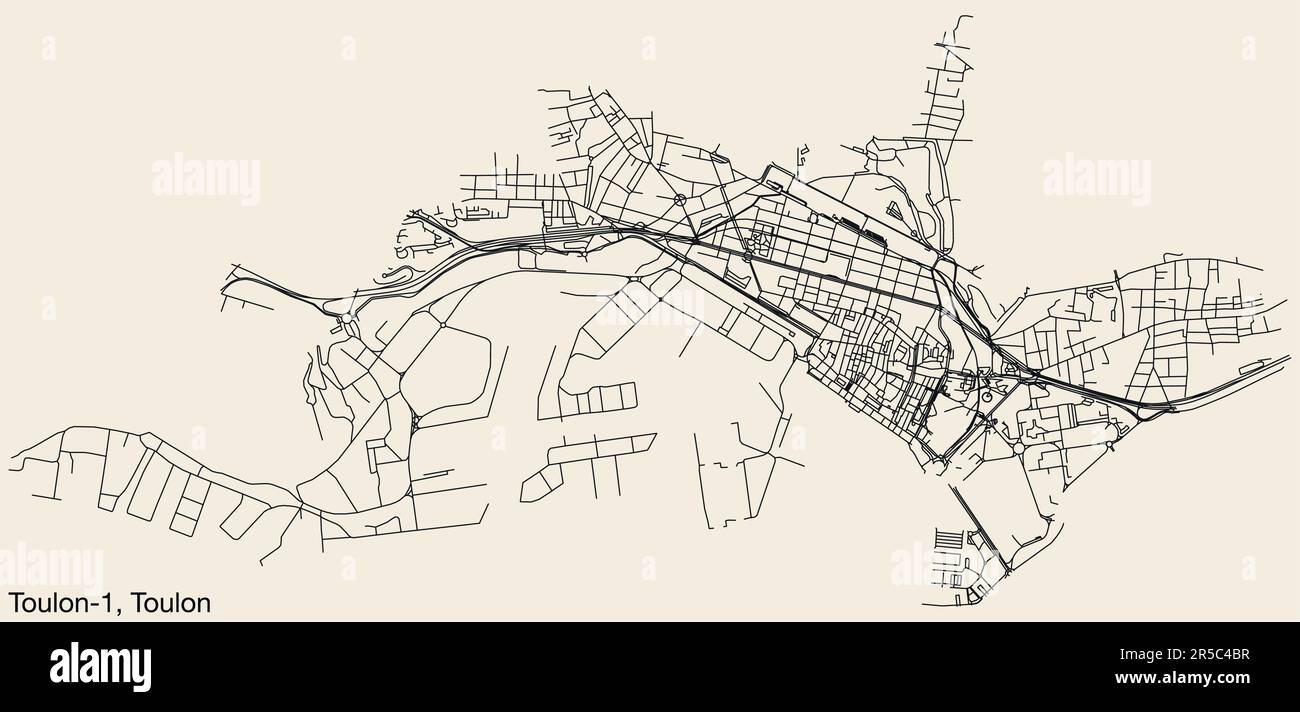 Street roads map of the TOULON-1 CANTON, TOULON Stock Vector Image ...