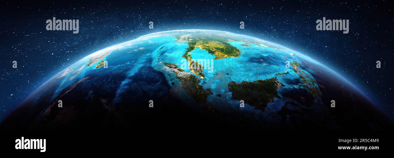 South-East Asia air map. Elements of this image furnished by NASA. 3d ...