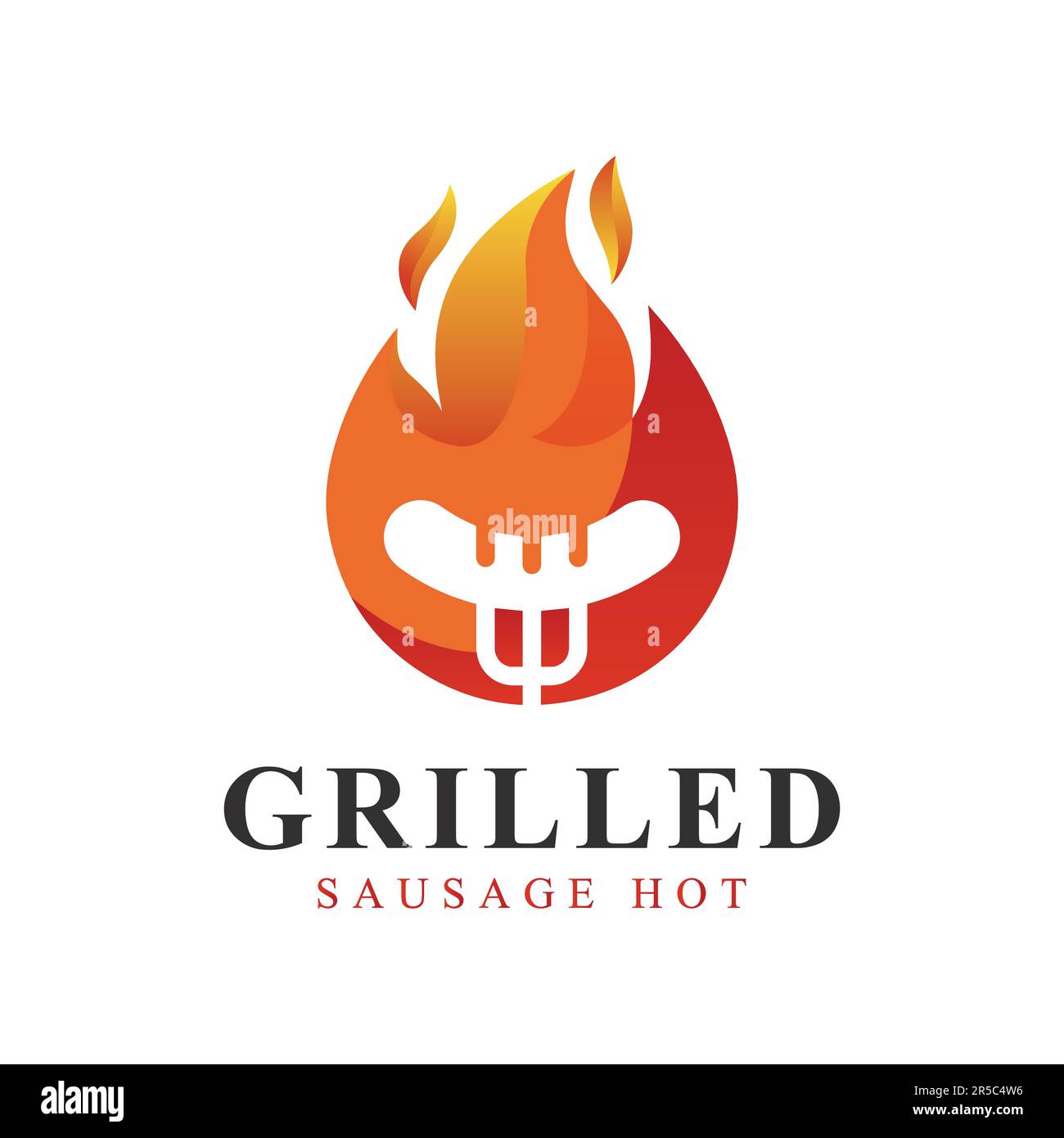 BBQ Grill Logo Design Hotdog Vector Grilled Fire Logotype Stock Vector ...