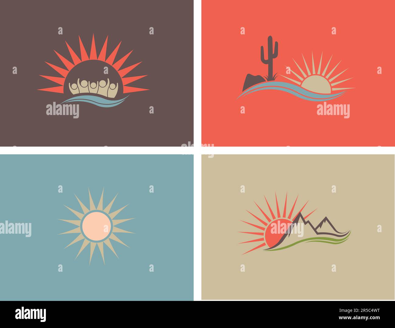 Desert Mountains bundle Rock Sun American Nature Landscape Logos Retro ...