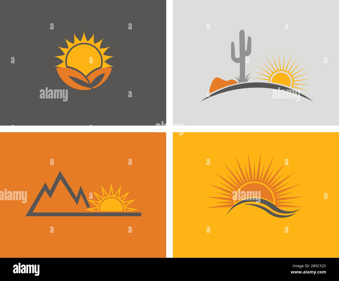 Western sunny bundle logos of Arizona nature style retro feeling with ...