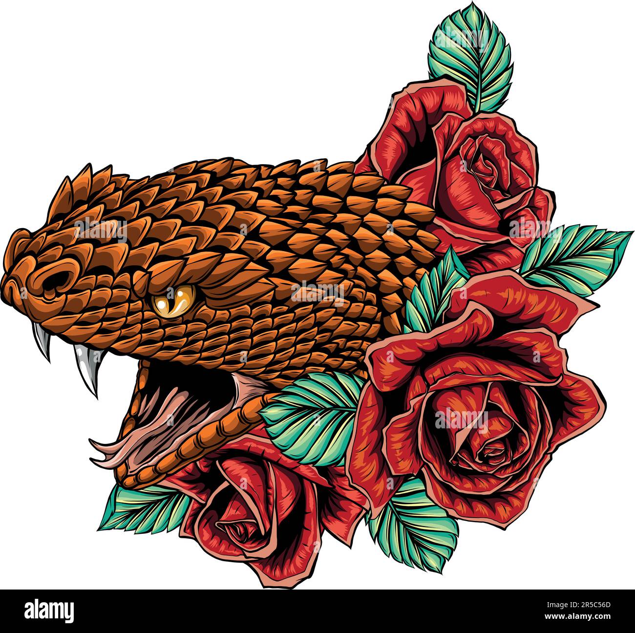 vector illustration of snake head with roses Stock Vector Image & Art ...