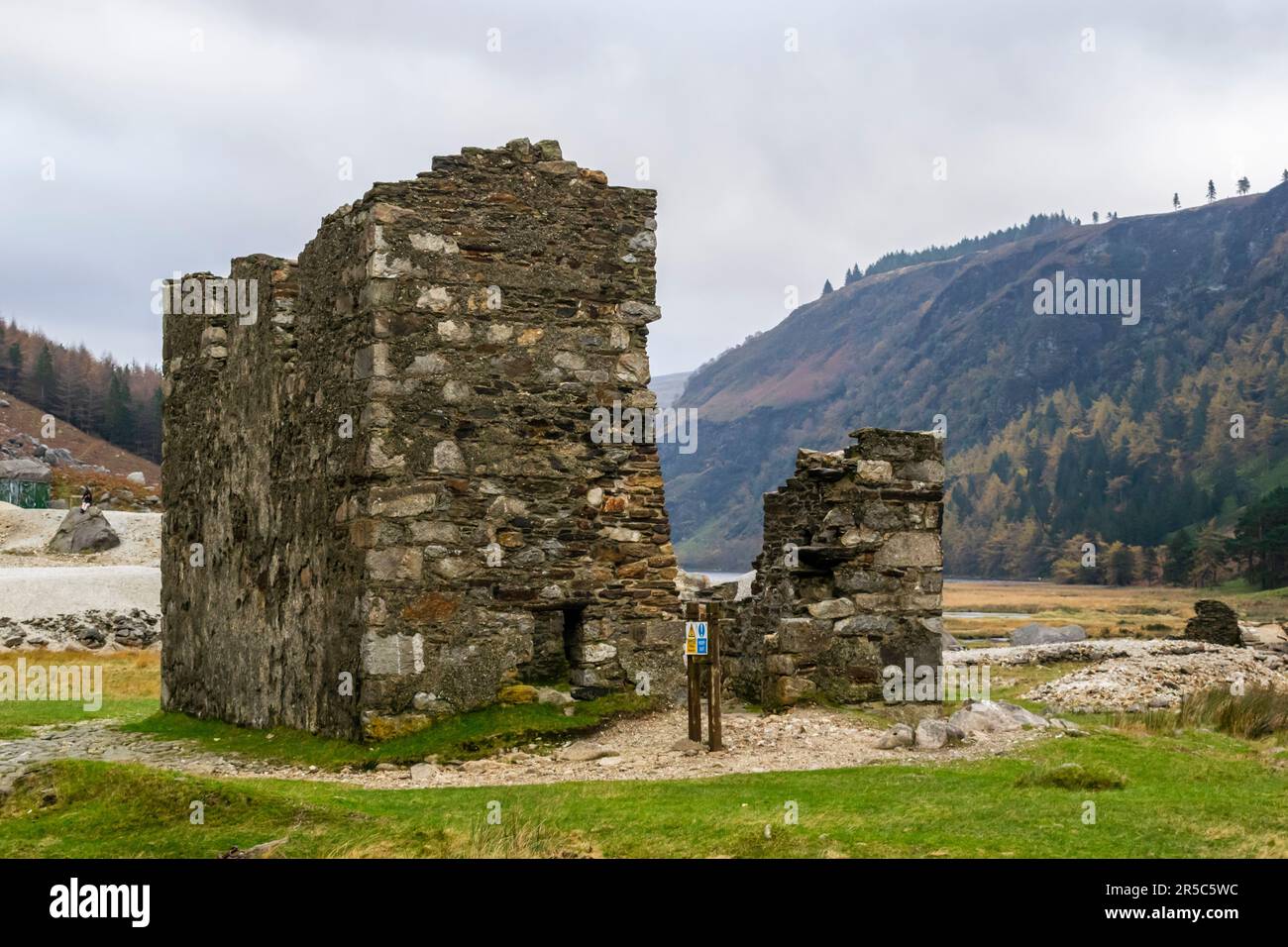 This stock photo features two ancient ruins situated in the middle of a ...