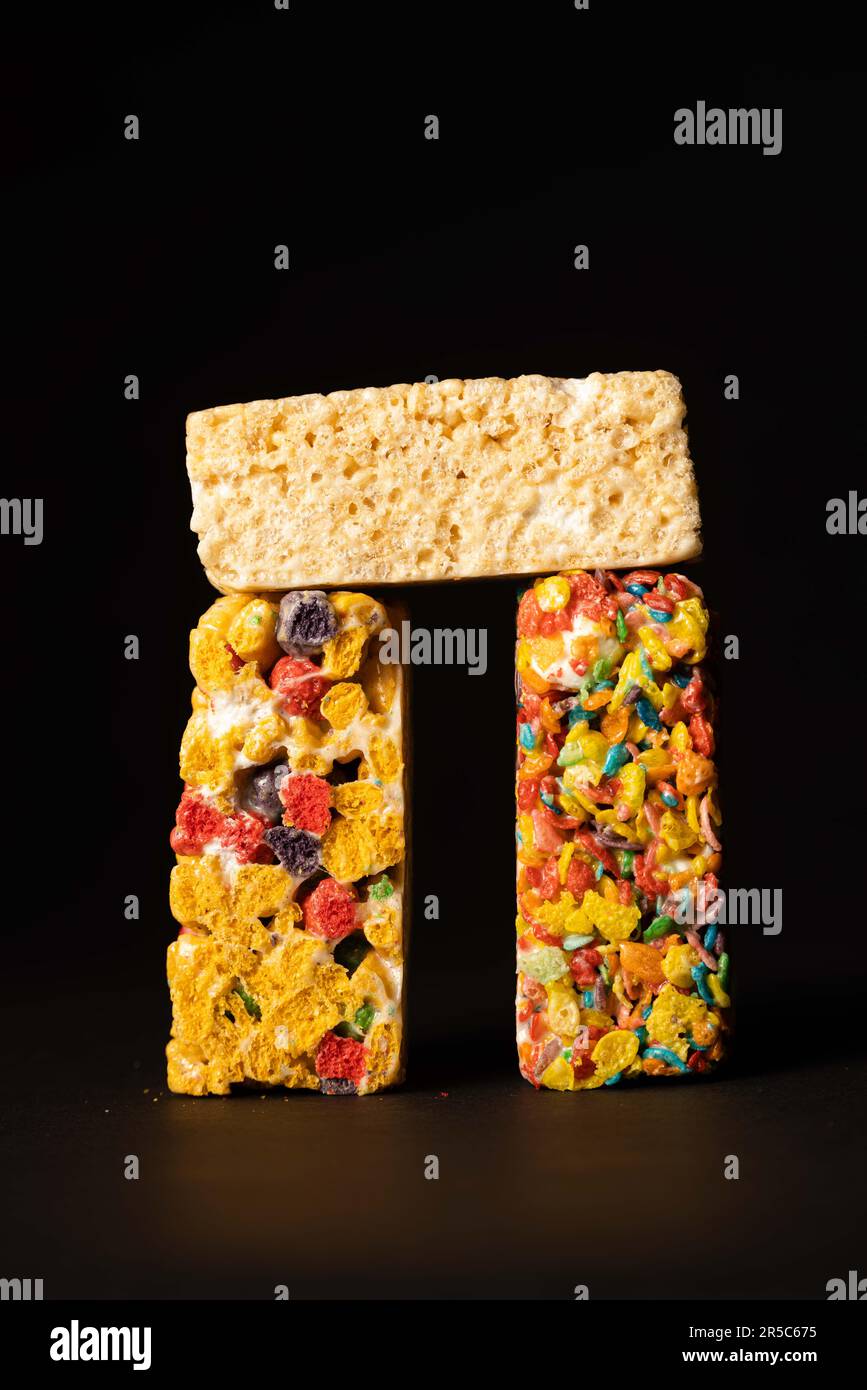 An artistic formation of breakfast cereal squares arranged to resemble ...