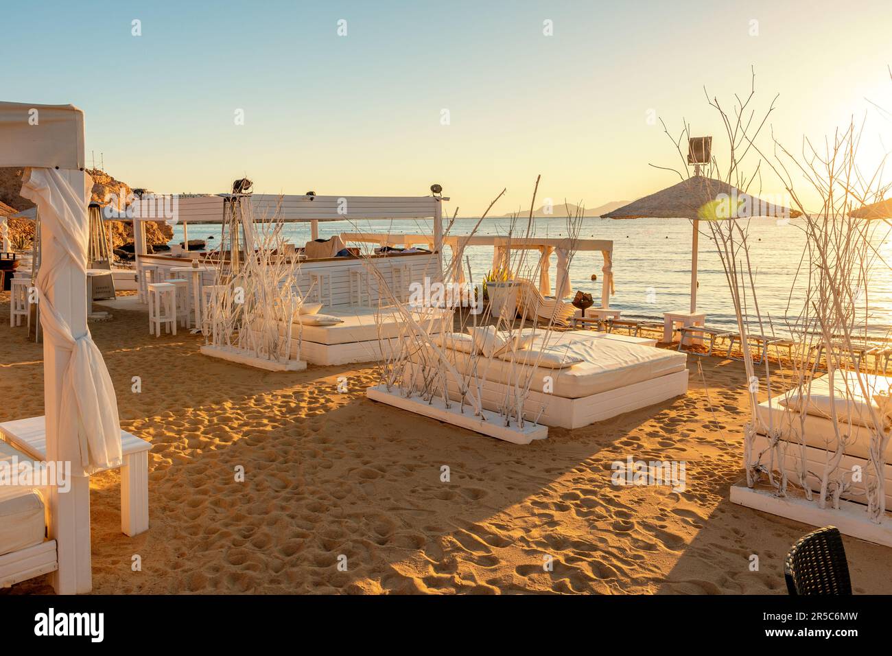 View of luxury tropical beach during sunset. Tourism and travel Stock ...