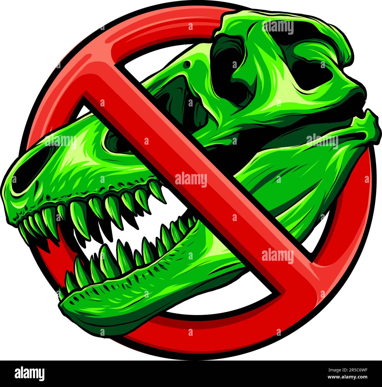 forbidden tyrannosaurus skull sign isolated on white background vector ...