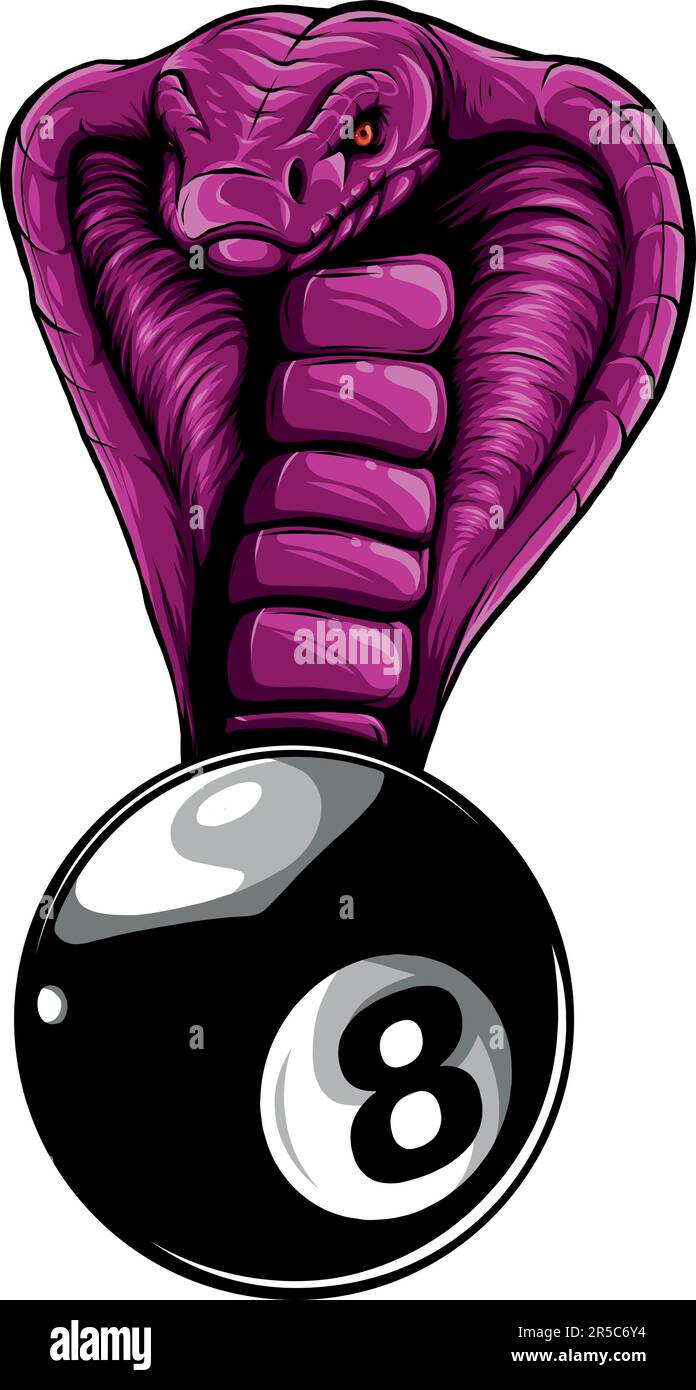 vector illustration of Billiard 8 ball with Cobra snake Stock Vector ...