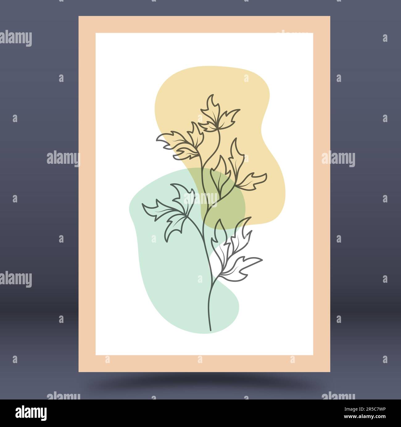 The layout of the painting with plant elements and abstract forms ...