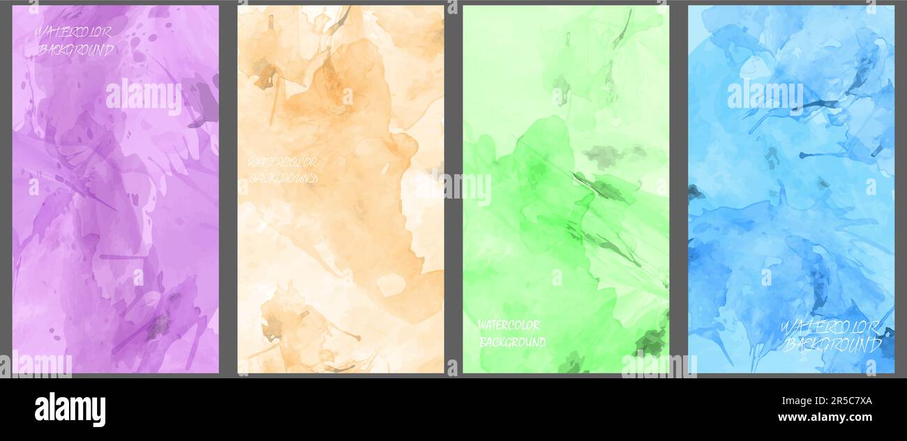 Watercolor background. A set of layouts for the design of postcards ...