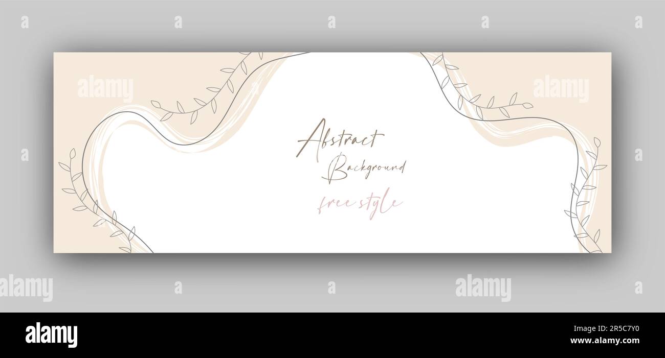 Handmade background layout with arbitrary shapes, plant elements and ...