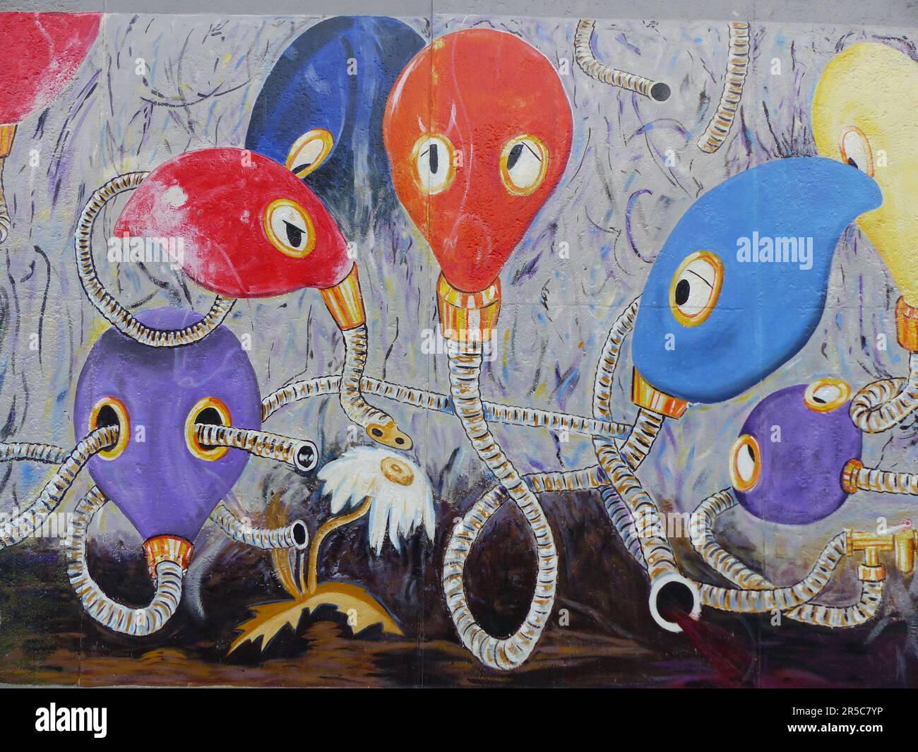 An illustration of three disembodied heads with a backdrop of a bright ...