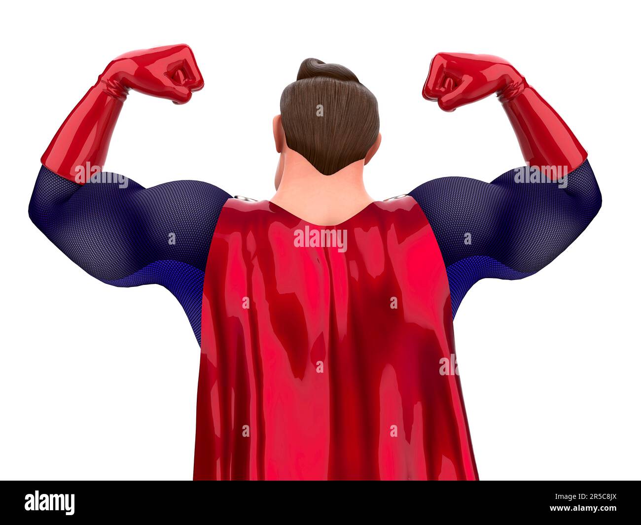 super cartoon got the power rear view, 3d illustration Stock Photo - Alamy