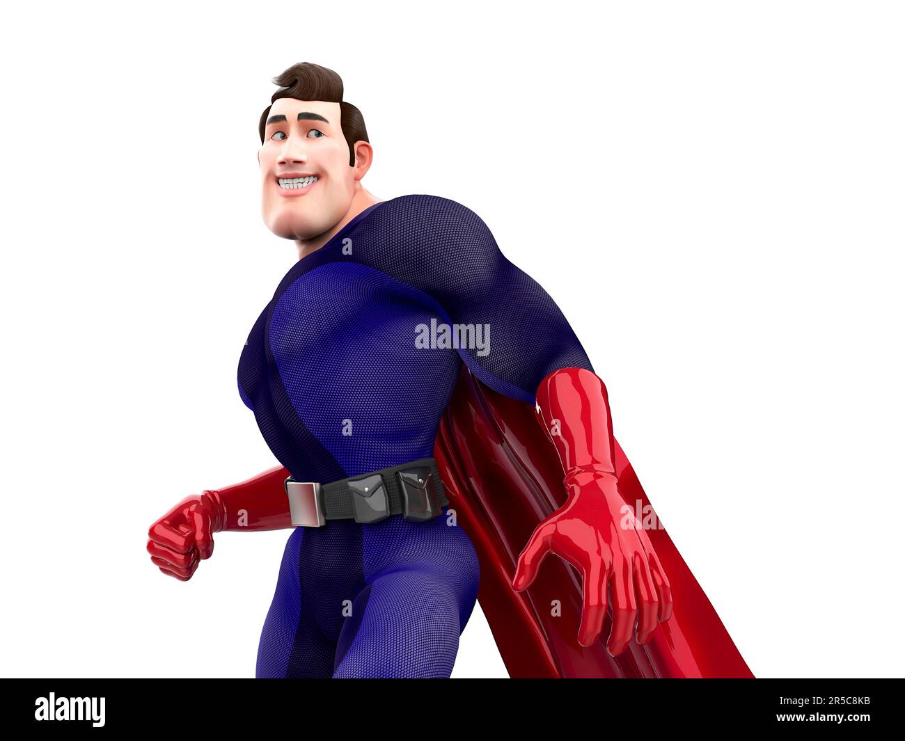 super cartoon is ready for action with copy space, 3d illustration ...