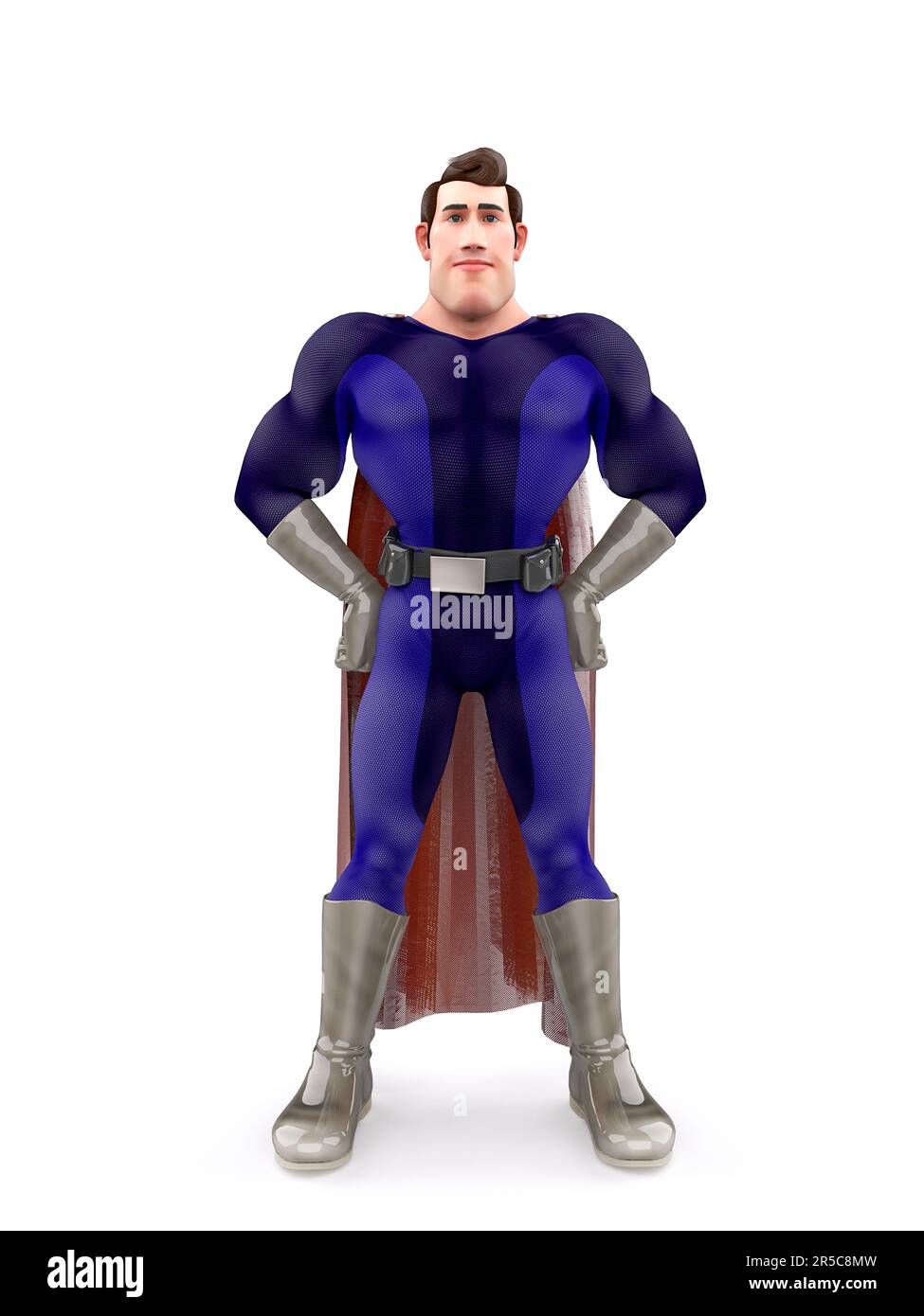 super cartoon is standing up, 3d illustration Stock Photo - Alamy
