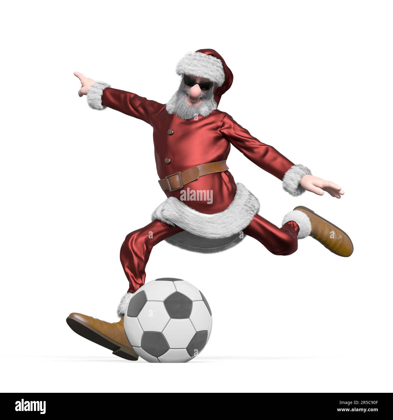 santa claus is playing football, 3d illustration Stock Photo - Alamy