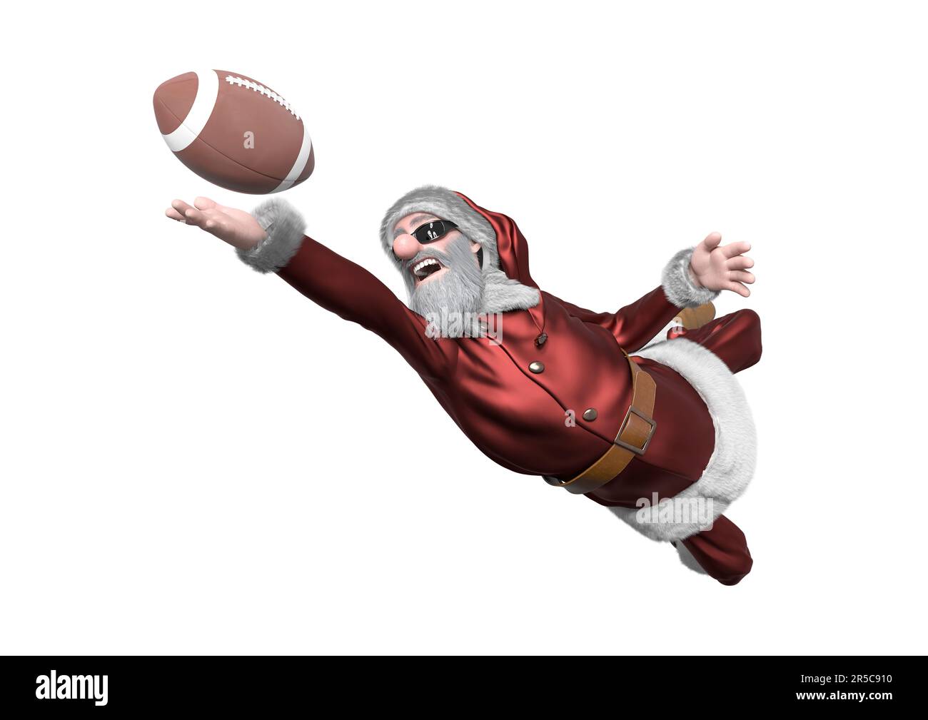 santa claus is playing american football, 3d illustration Stock Photo ...