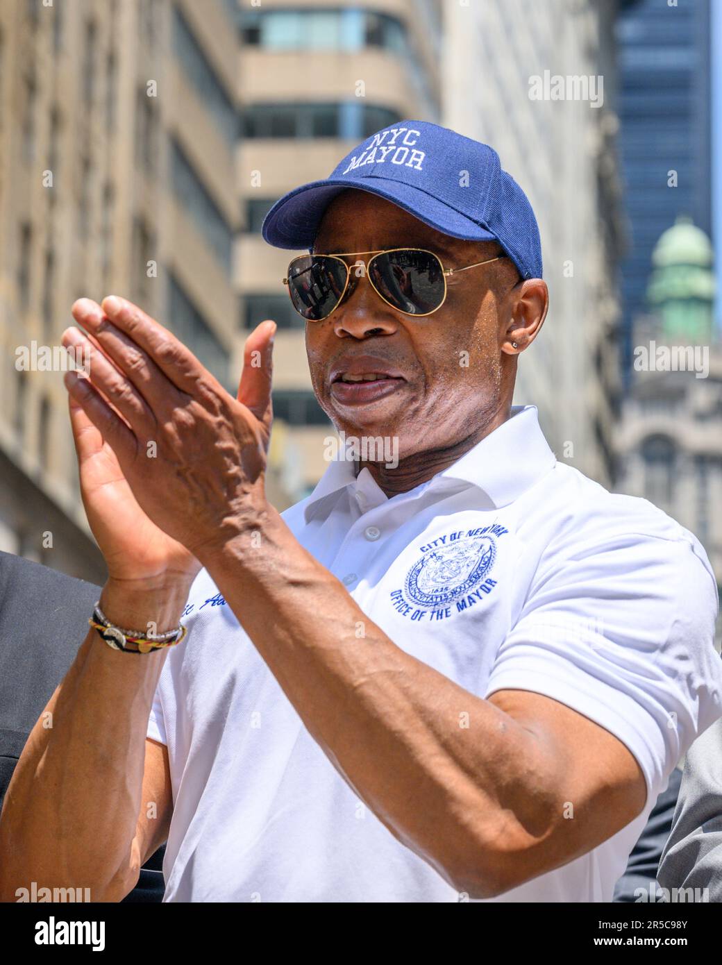 New York, USA. 2nd June, 2023. New York City Mayor Eric Adams applauds ...