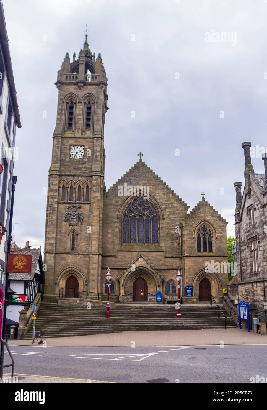 Old Parish Church standing at the west end of the High Street, Peebles ...