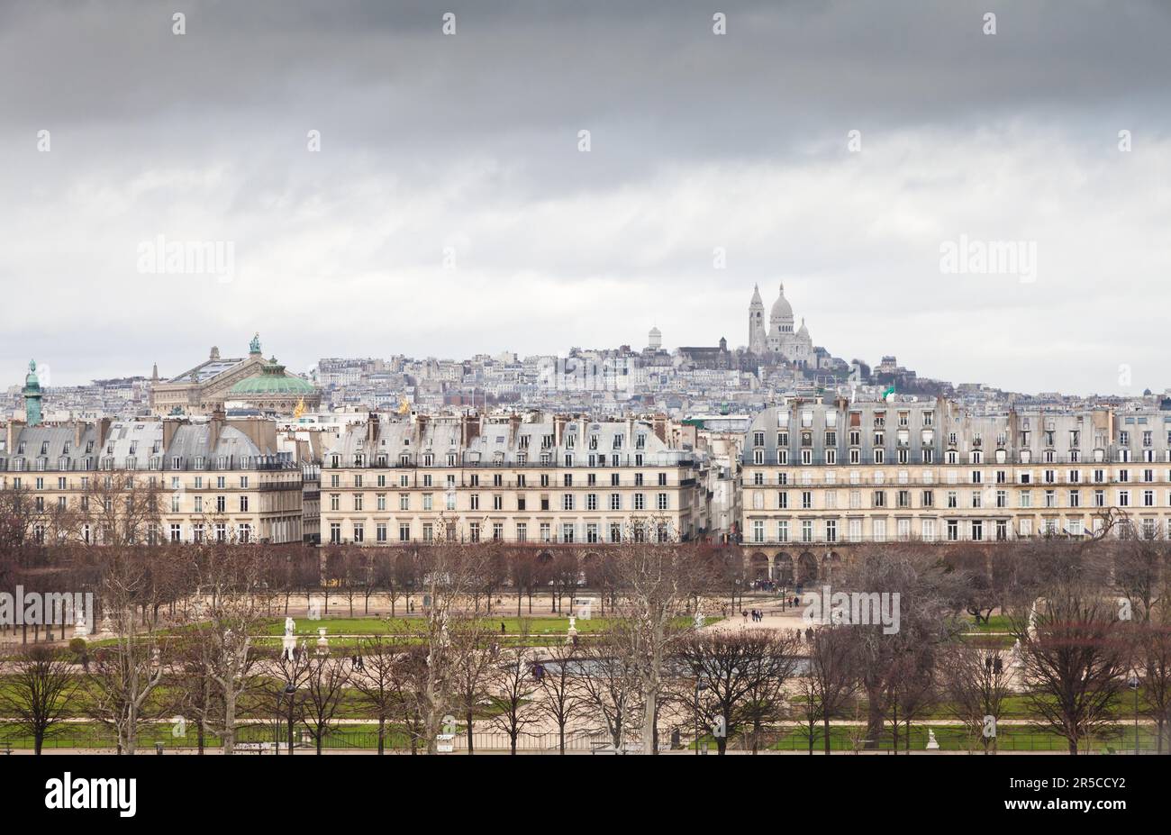 Paris - Montmartre view from Orsay Museum terrace during the arrival of ...