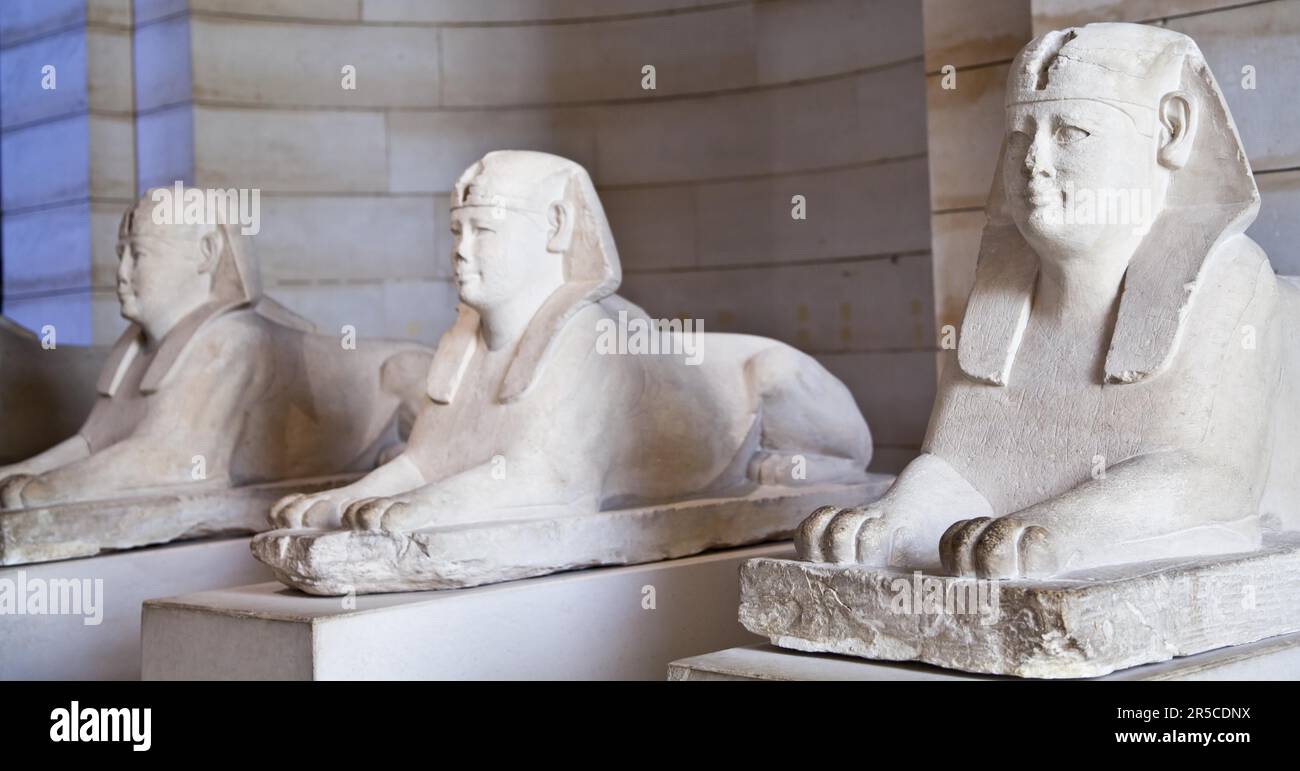 Egyptian sphinxes: three statues in a row, useful fo museum concepts ...