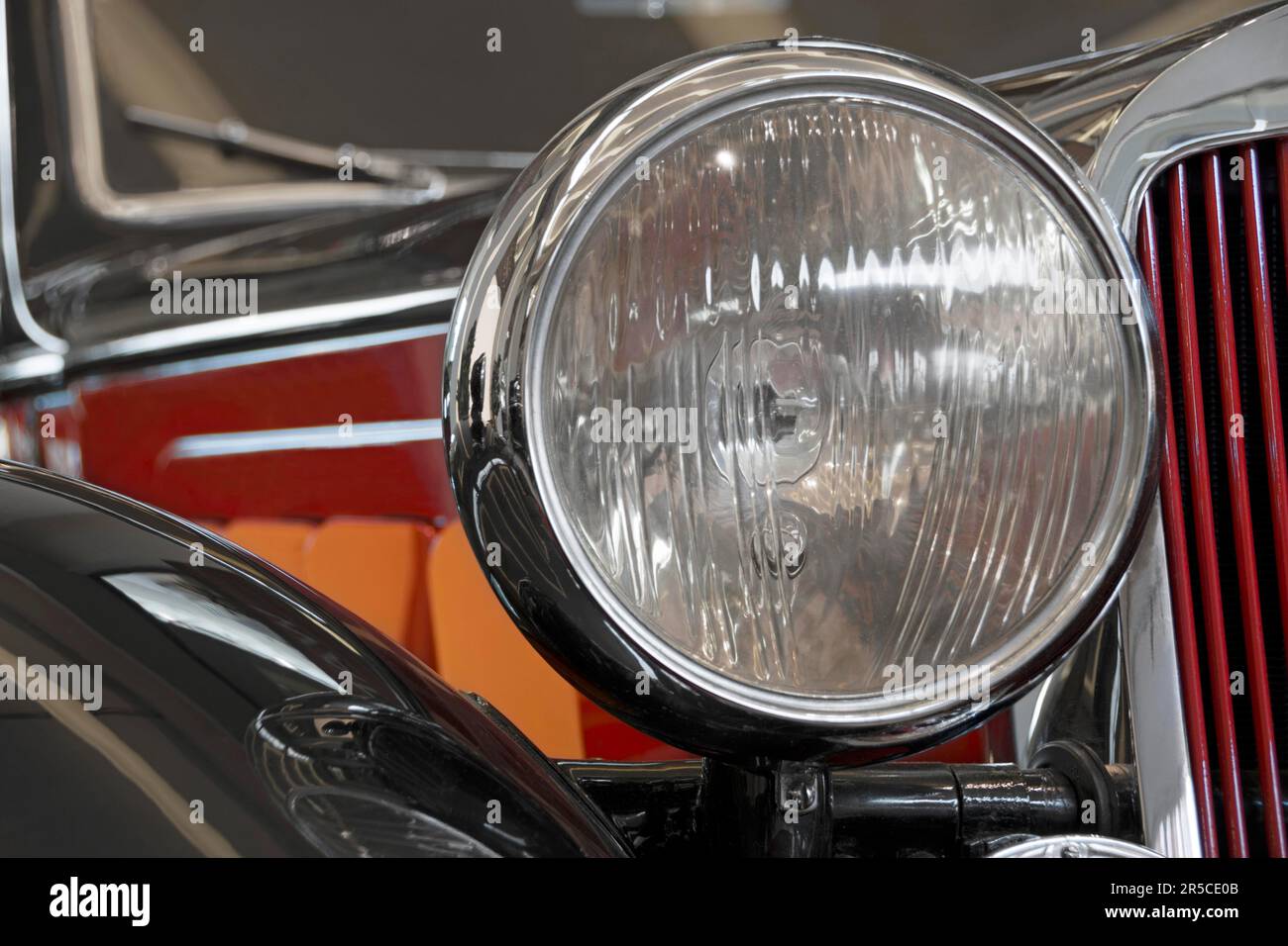 Classic car automobile, headlight, chrome, red, detail, car, radiator ...