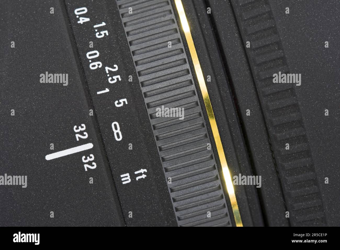 Camera lens with focus ring and distance scale Stock Photo - Alamy