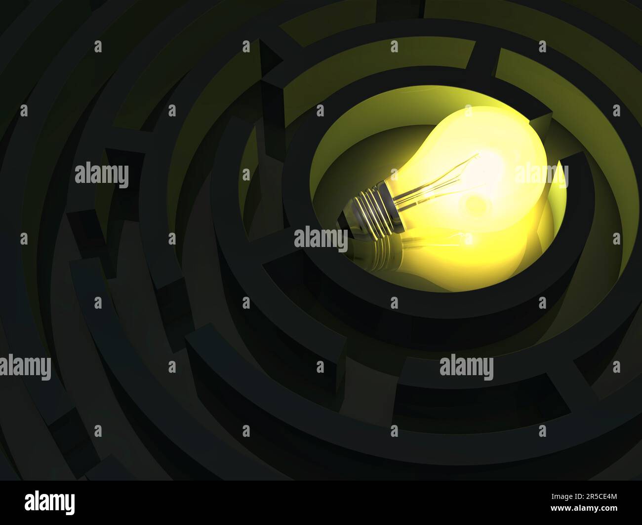 Maze with bright light bulb . Maze with bright light bulb Stock Photo ...
