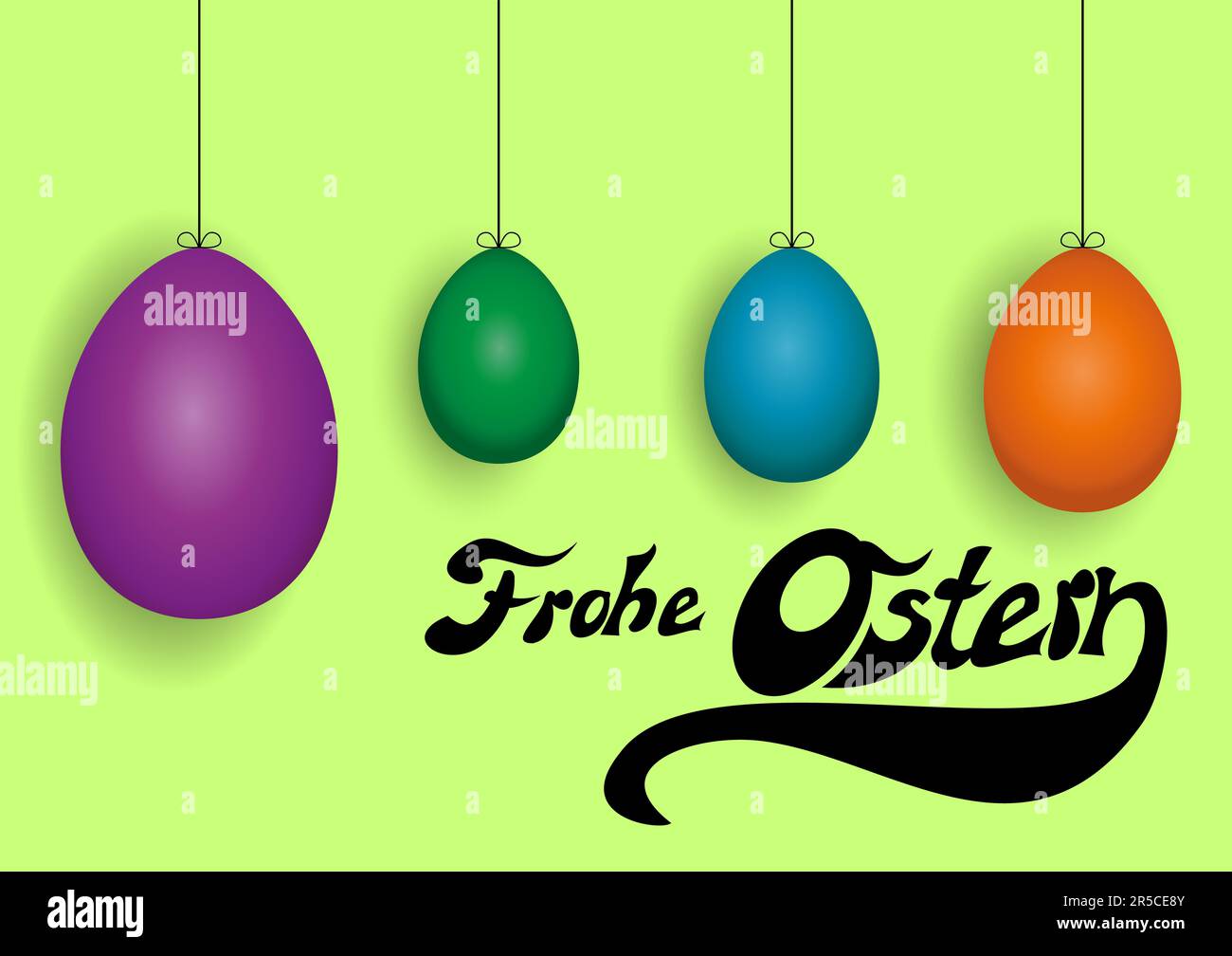 German Happy Easter background with four colored Easter eggs, vector ...