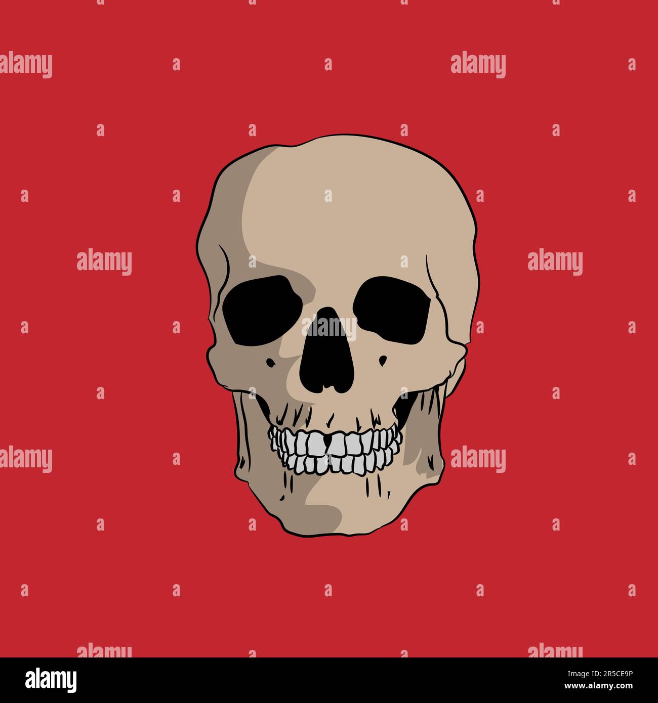 Hand drawn skull on a red background, vector illustration Stock Photo ...