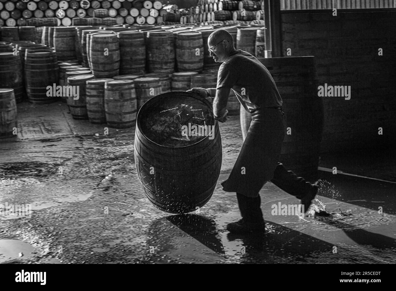 Barrel maker at Speyside Cooperage, Craigellachie,Scotland Stock Photo ...