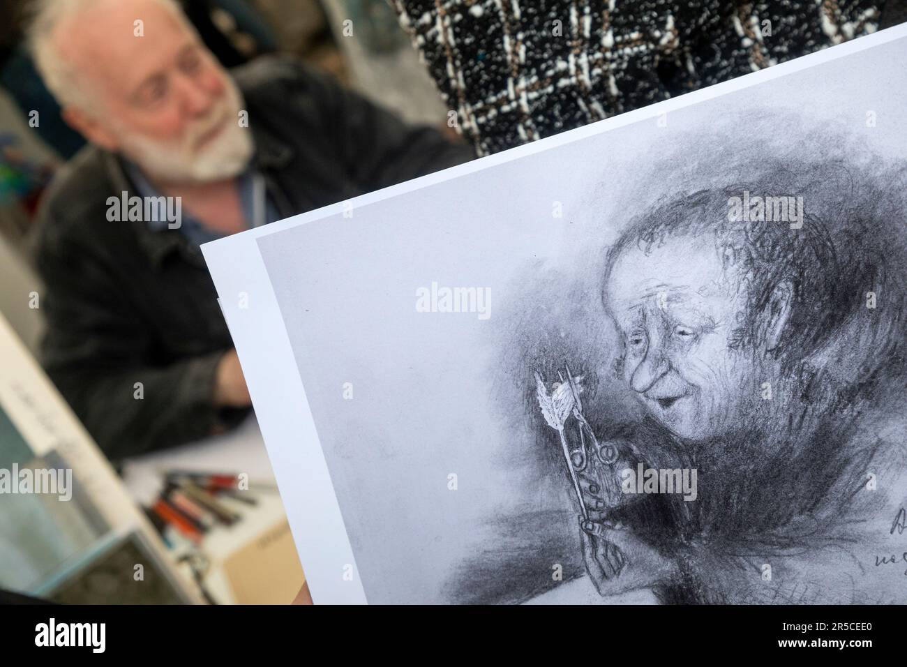 Moscow, Russia. 2nd of June, 2023. Cartoonist Yuri Norstein signs ...