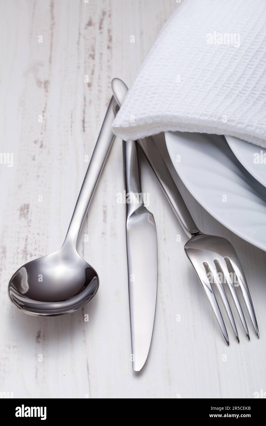 Set of kitchen object on a white background Stock Photo - Alamy