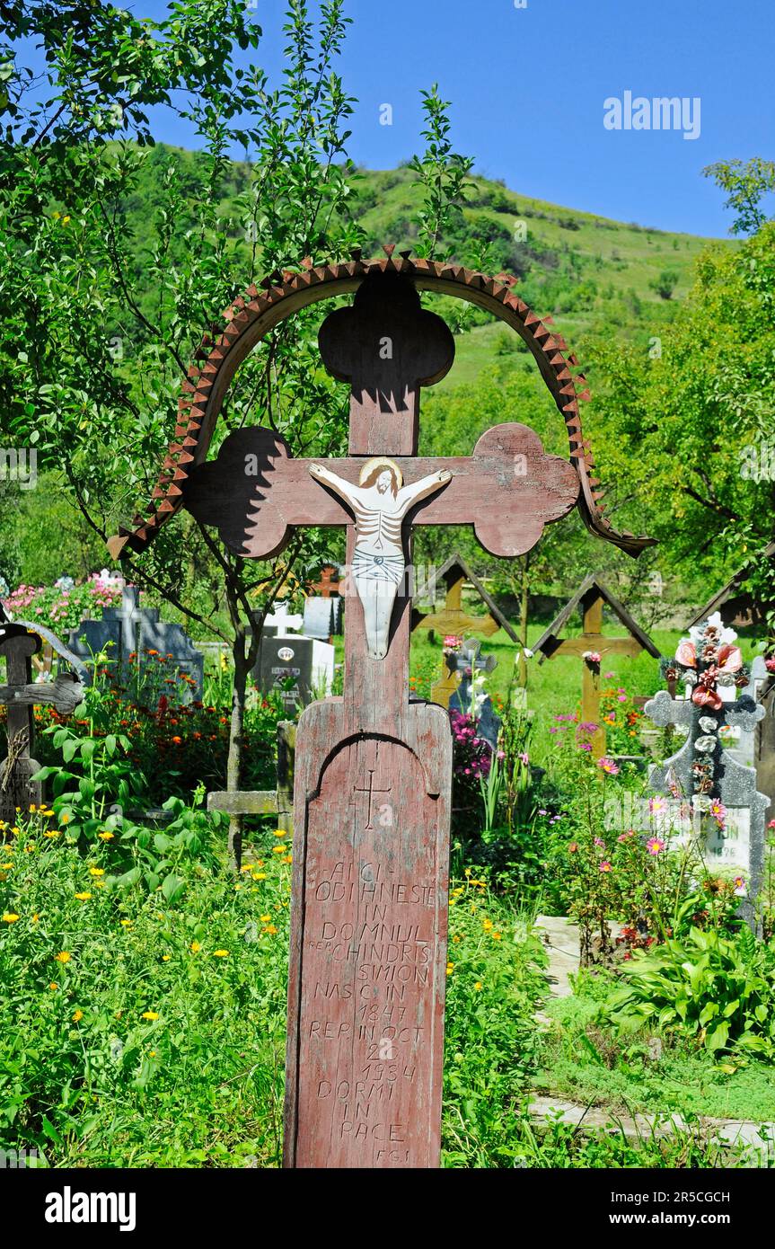 Crucifix, cemetery, village of Leud, Maramures, Romania, cross Stock ...