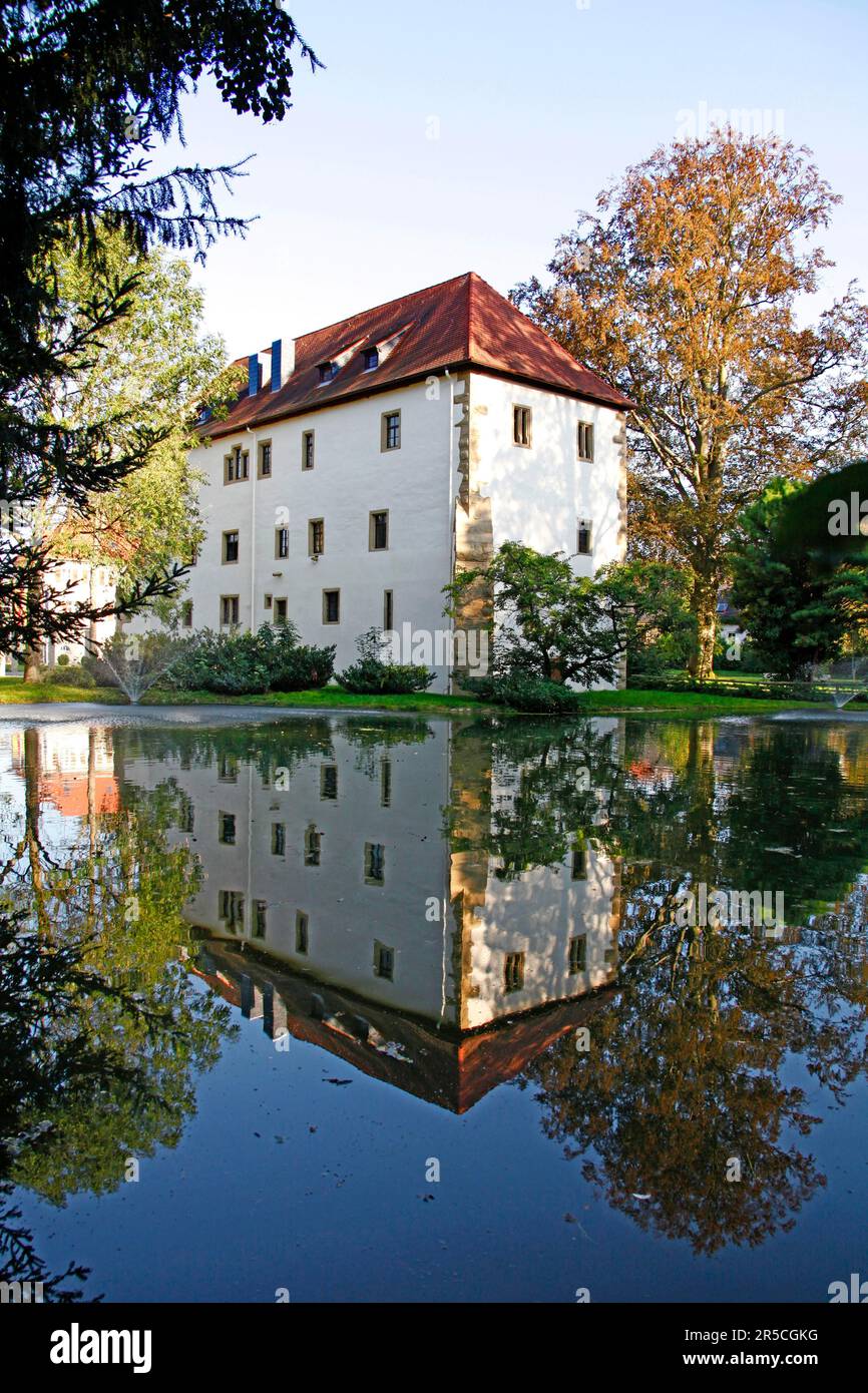 Moated castle, built in the 13th century, Neckarbischofsheim, Baden ...