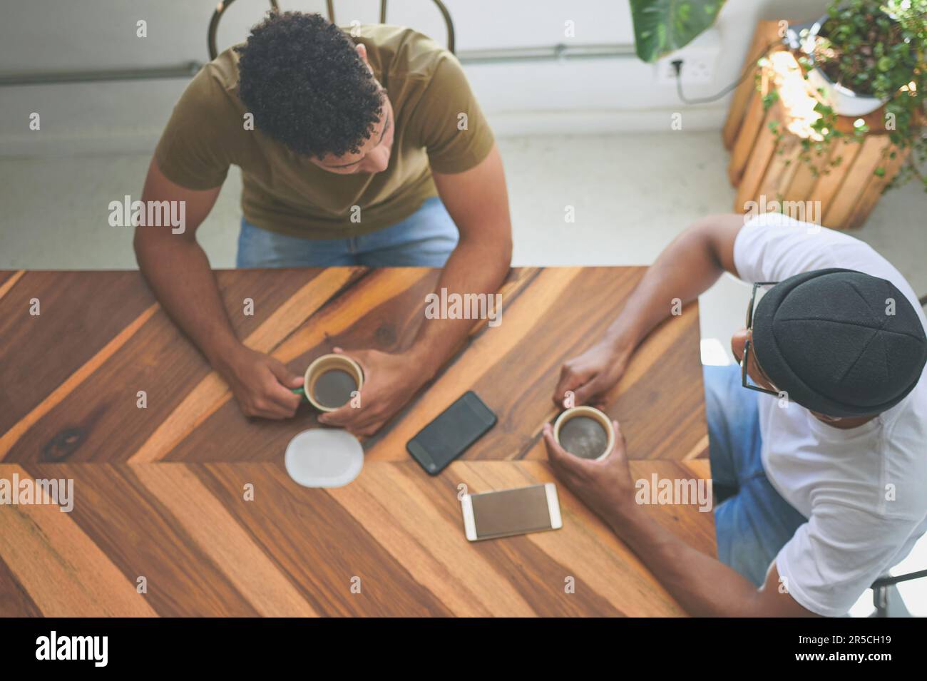 A change in perspective gives clearer results. High angle shot of two ...