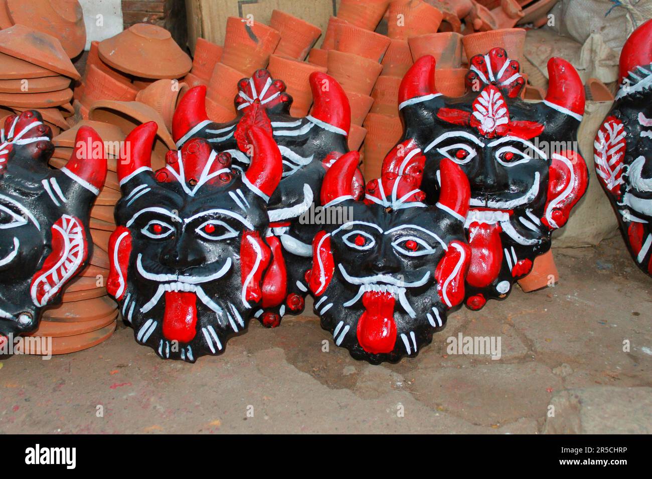 Masks against evil spirits, Jaipur, pottery, India Stock Photo - Alamy