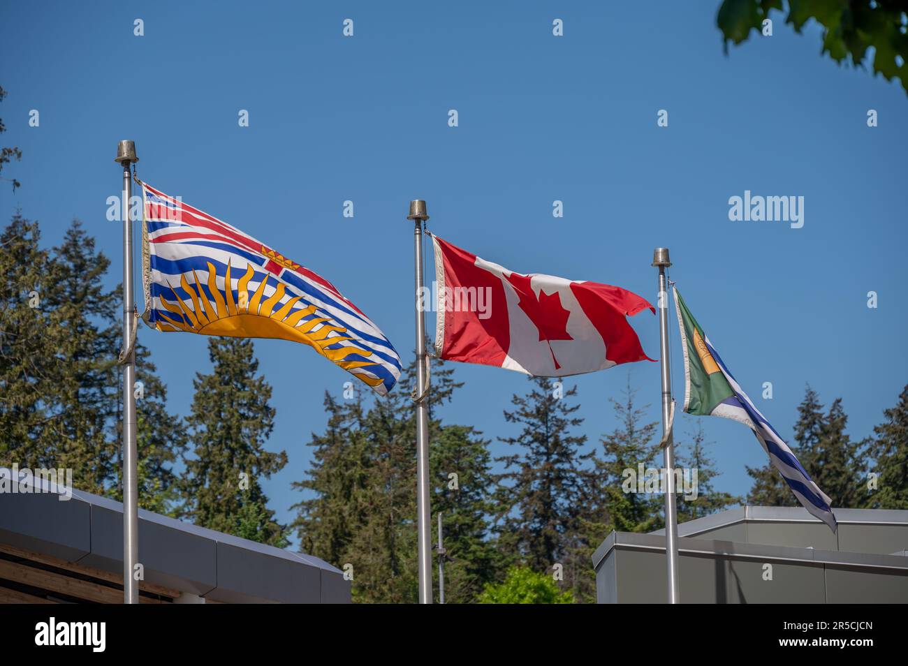 Flags of Canada, British Columbia and the City of Vancouver Stock Photo ...