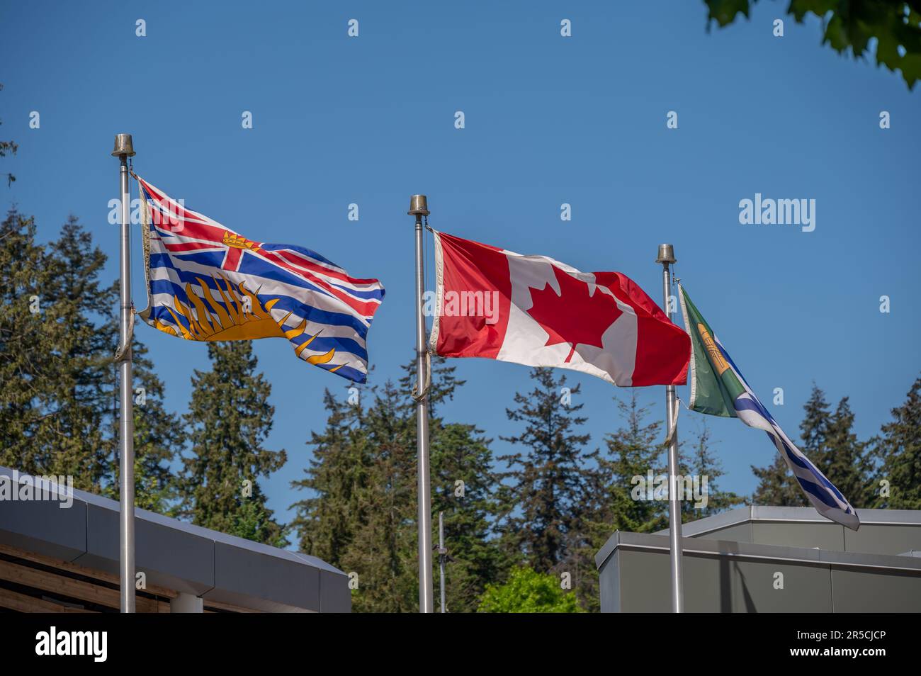 Flags of Canada, British Columbia and the City of Vancouver Stock Photo ...