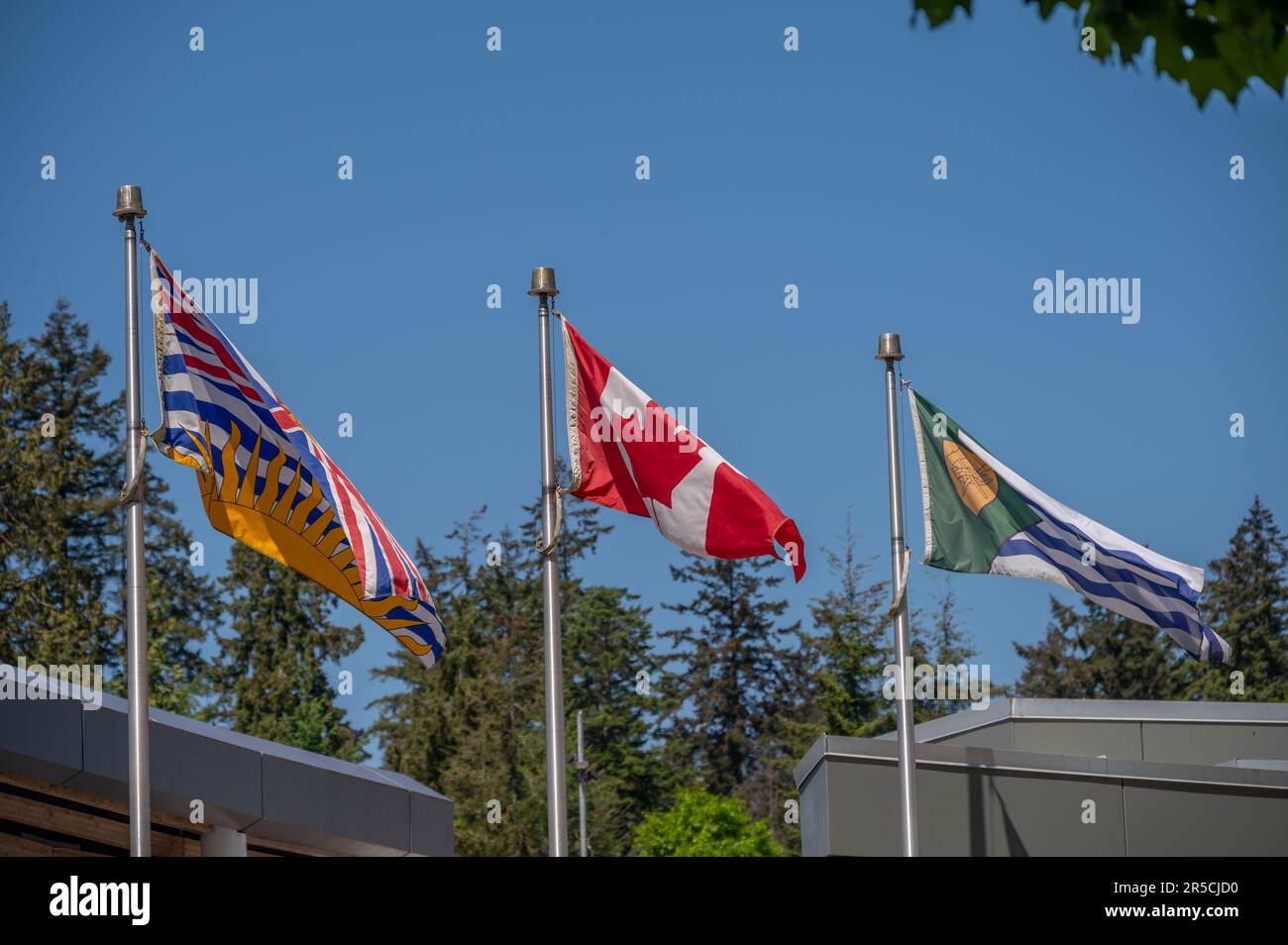 Flags of Canada, British Columbia and the City of Vancouver Stock Photo ...