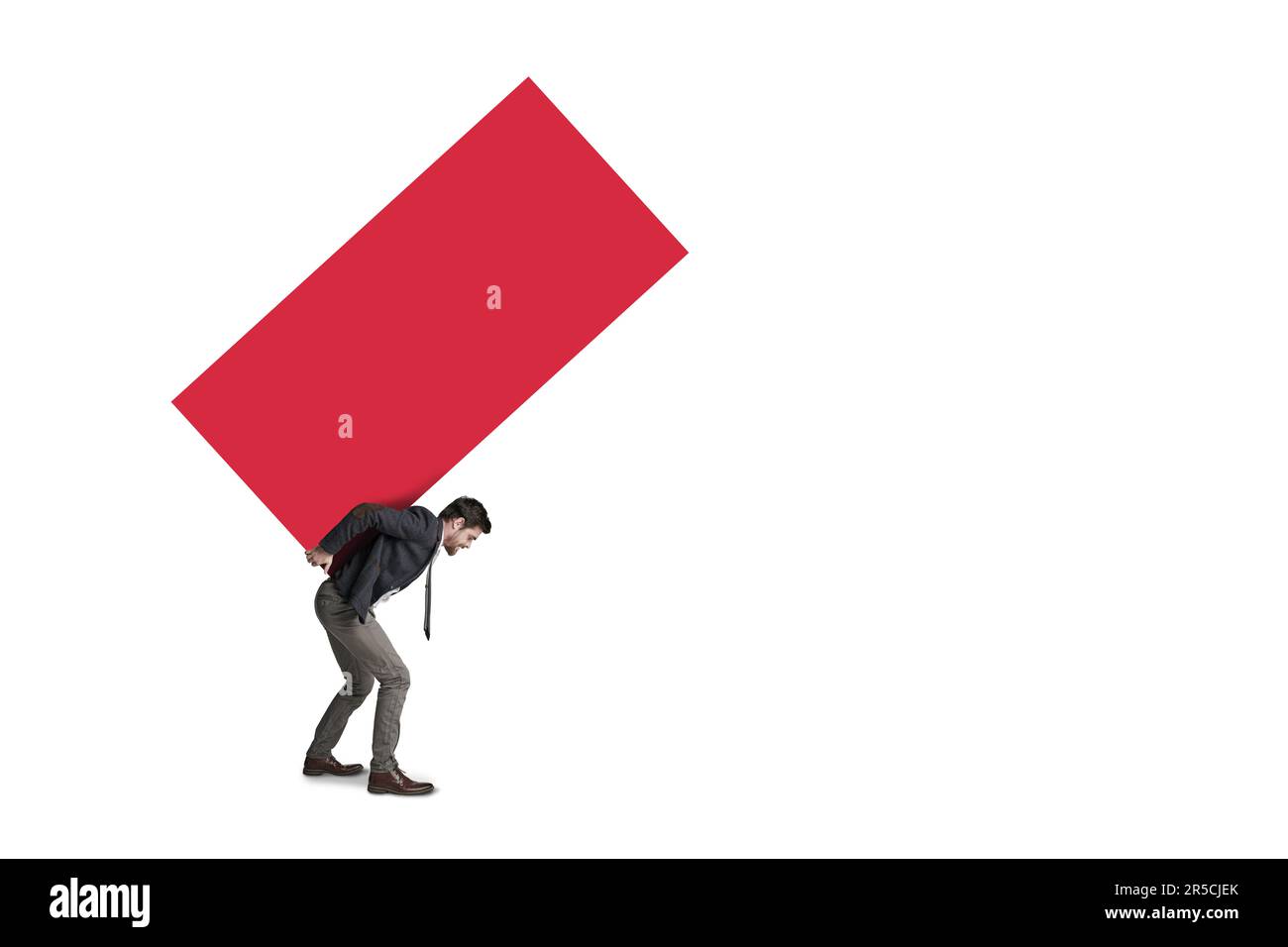 Bad decisions lead to financial burden. a businessman carrying a heavy ...