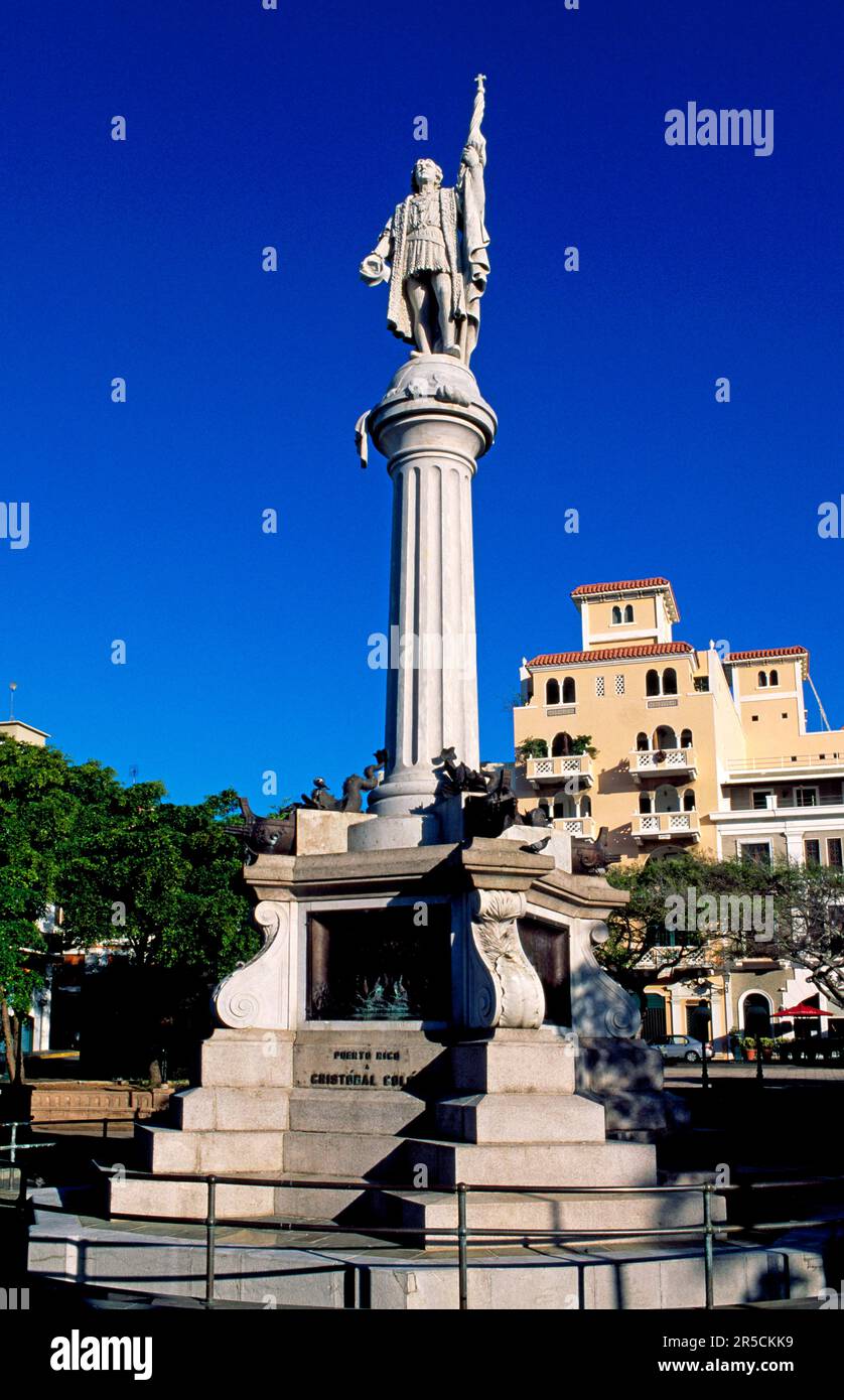 Columbus Column, Old Town, San Juan, Puerto Rico, Caribbean Stock Photo ...